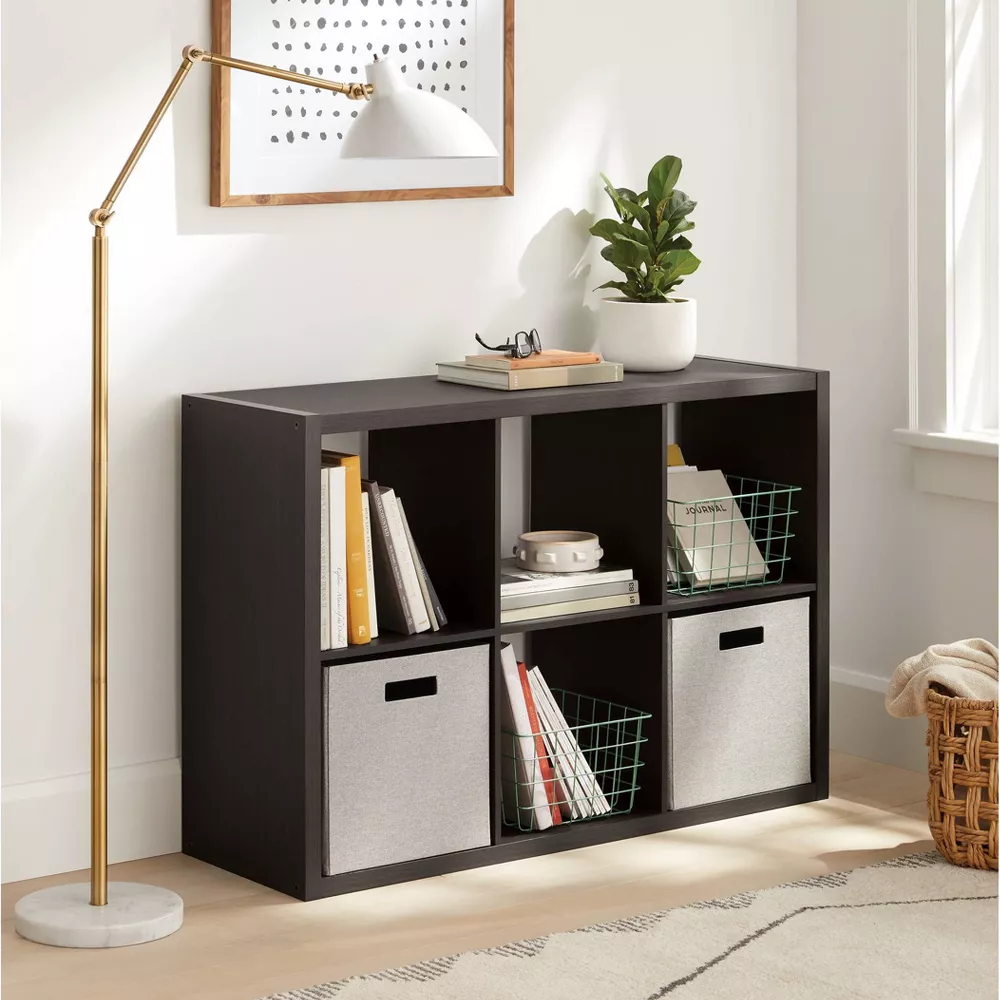 6 Cube Organizer - Brightroom - Black Oak Finish | Second Story Living